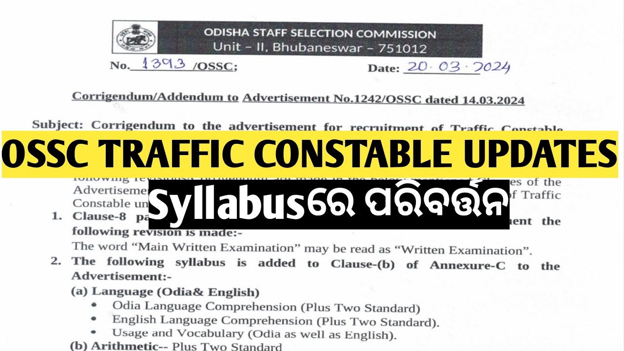 OSSC TRAFFIC CONSTABLE UPDATES II OSSC SYLLABUS II OSSC II TRAFFIC ...
