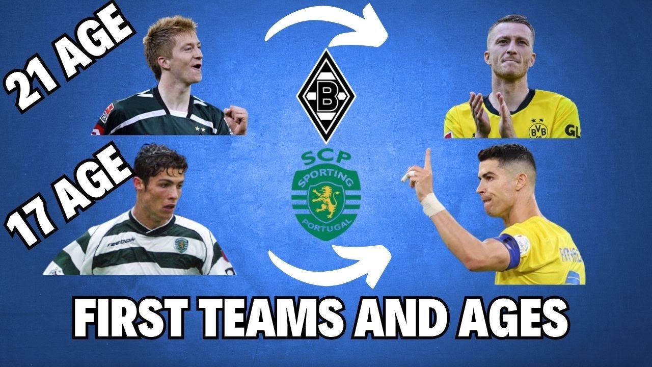 Comparison : FIRST TEAMS AND AGES OF FAMOUS FOOTBALL PLAYERS - YouTube