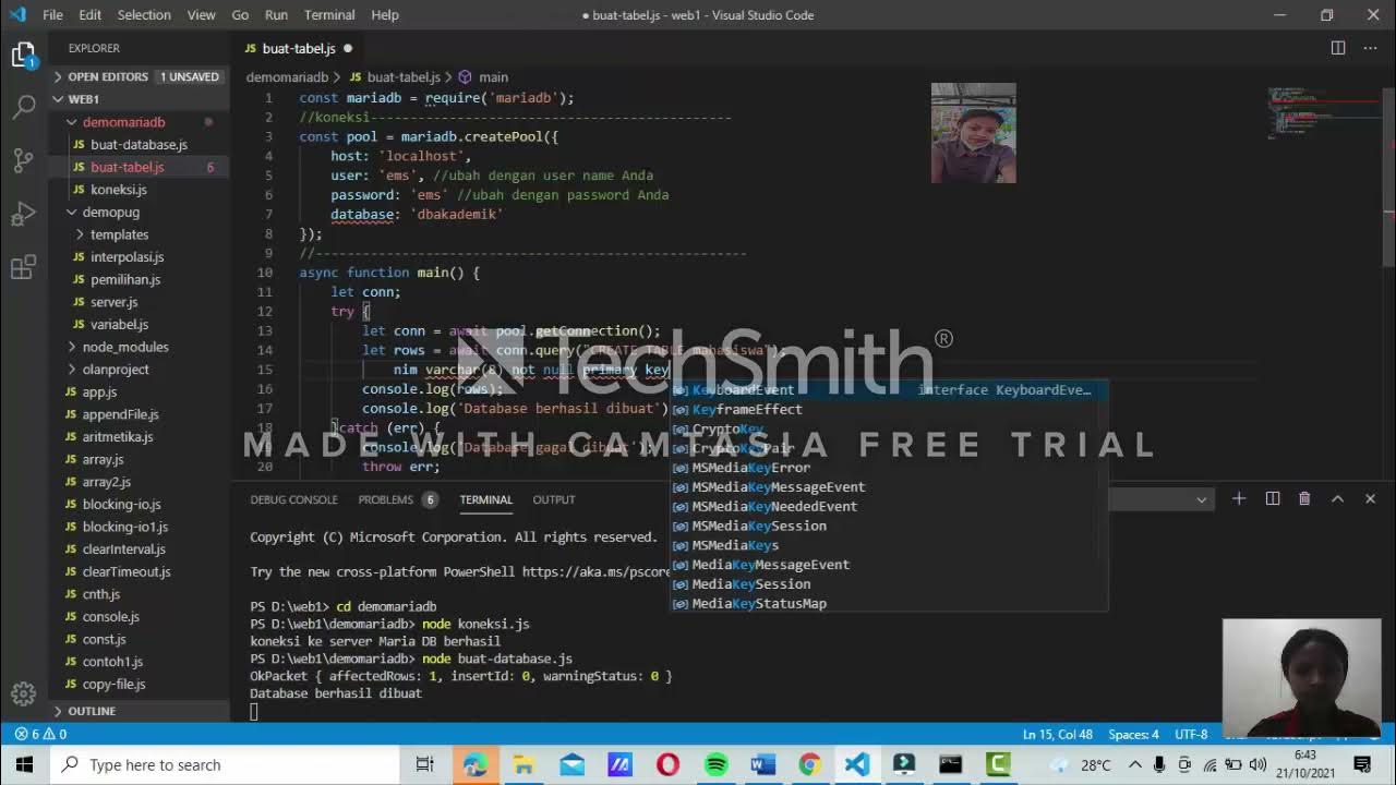 # 40 Membuat tabel dengan MariaDB dan Node.js - YouTube