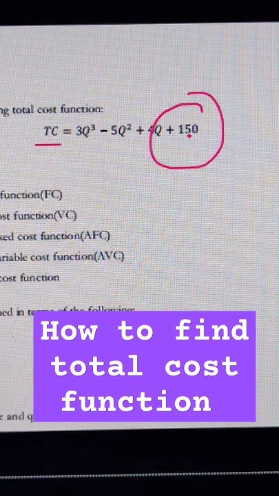 How to find total cost function #economicsconcept - YouTube