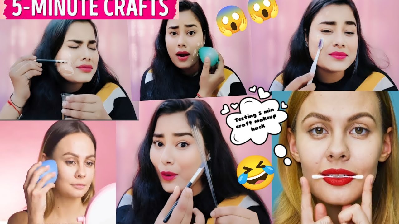 *Testing* 5 minute crafts makeup hacks 😱 |omg ye kya ho gaya| 😱😭 - YouTube