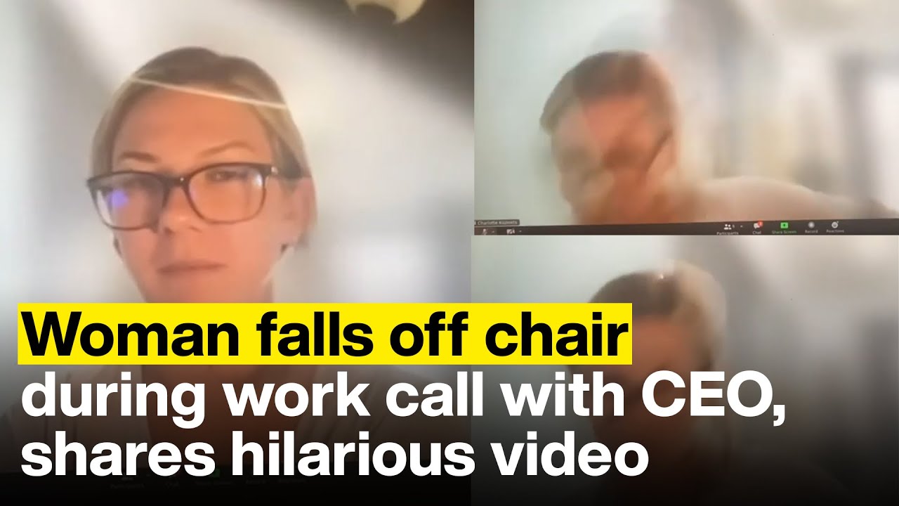 Woman falls off chair during work call with CEO, shares hilarious video ...