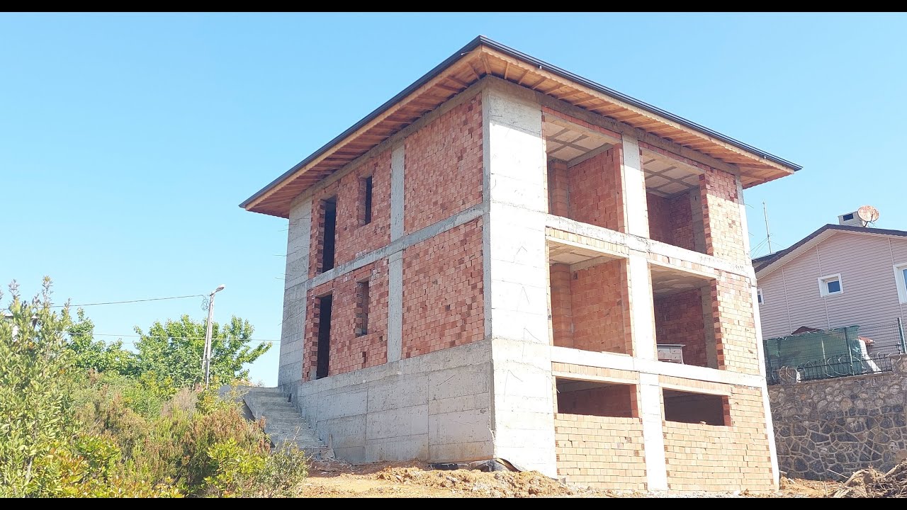 müstakil kaba inşaat yapımı 3 katlı ikiz villa - YouTube