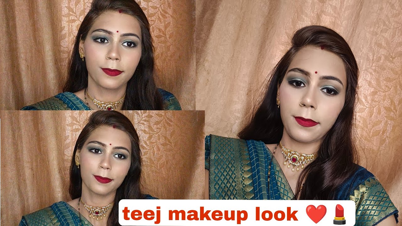 traditional Teej makeup look ️ 💄/with green saree #teej #makeup /naina makeover - YouTube
