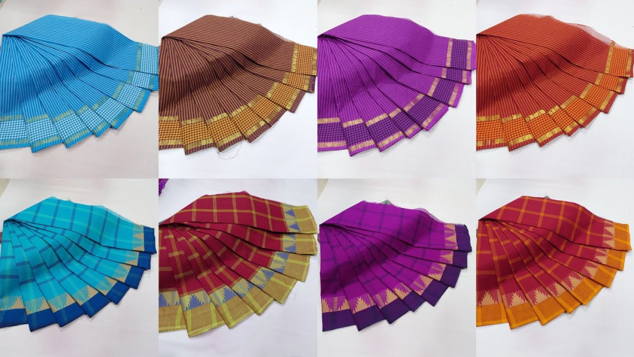 Latest collection of chettinad cotton saree Line Design with checked ...