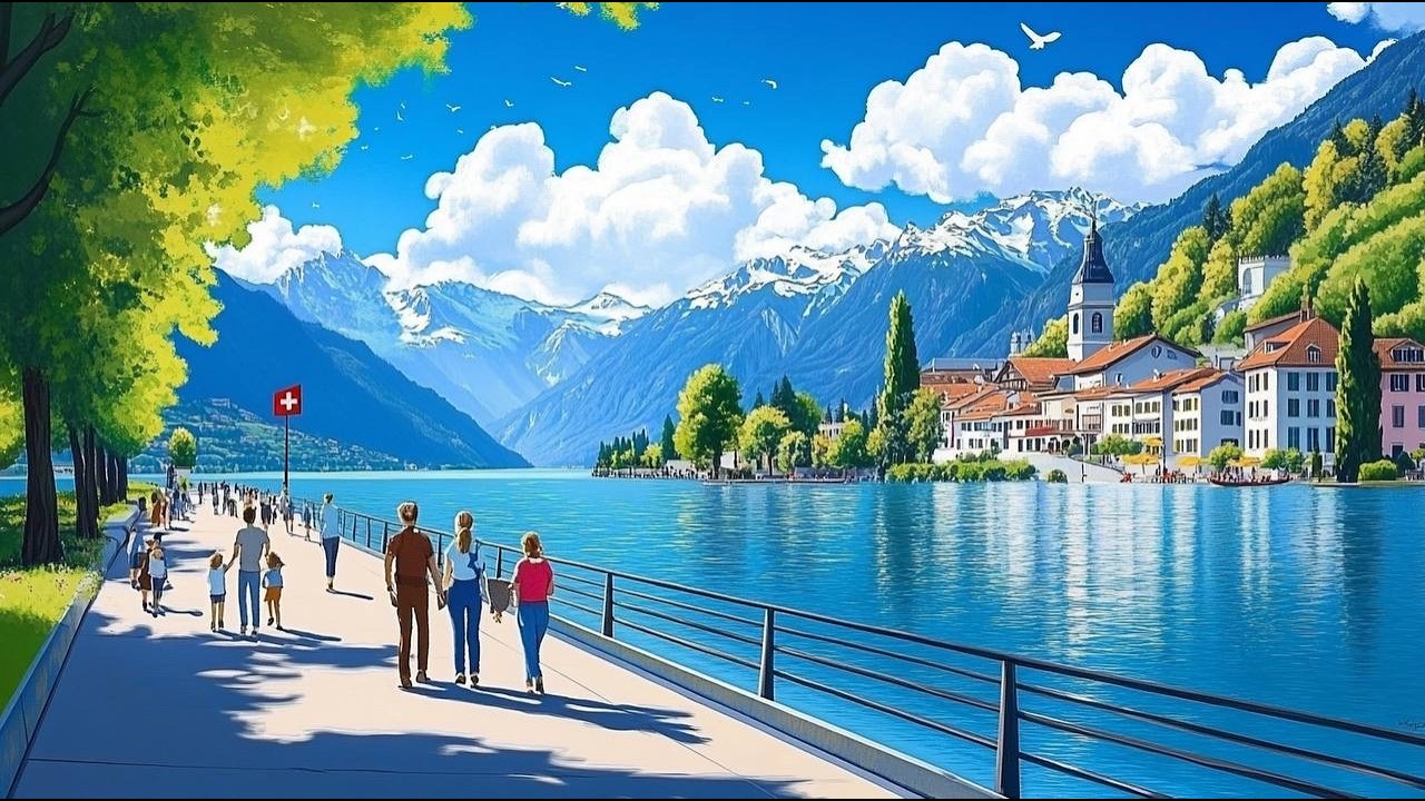 SPRING IS HERE IN LOCARNO CITY SWITZERLAND LAKE PROMENADE IN BLOOM ...