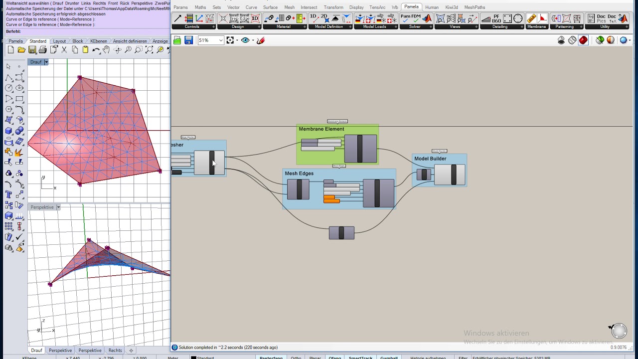 Parametric Membrane Form Finding using PAMELA - YouTube