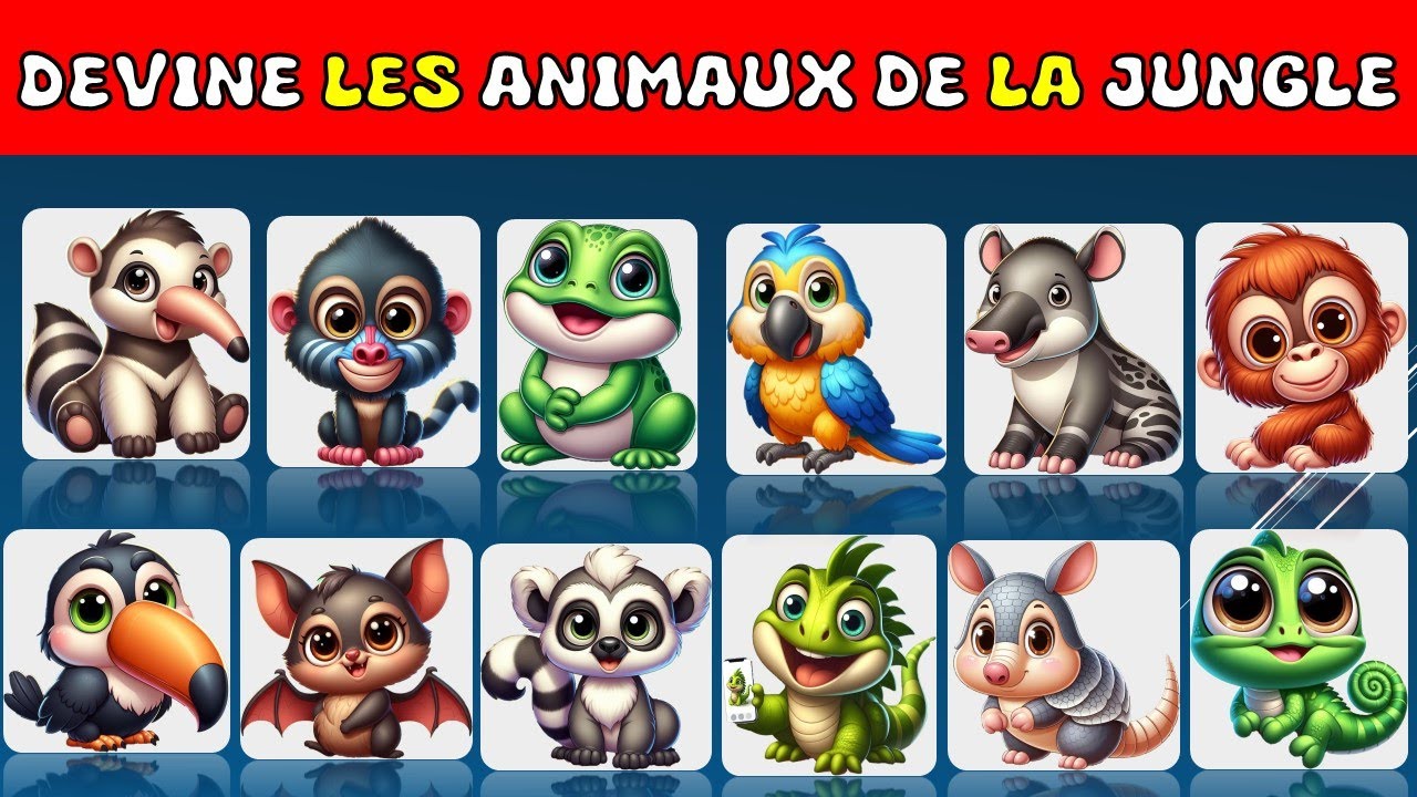 Quiz avec les animaux de la jungle. Devine les animaux de la jungle en ...
