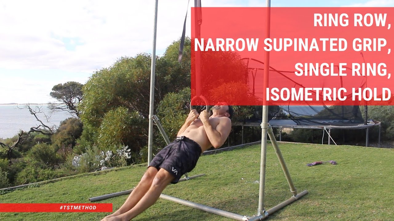 Ring Row, Narrow Supinated Grip, Single Ring, Isometric Hold - YouTube