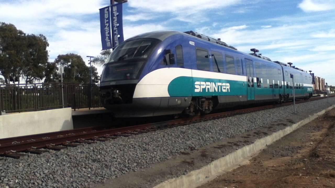 SPRINTER Train departing Oceanside Transit Station on its way to ...