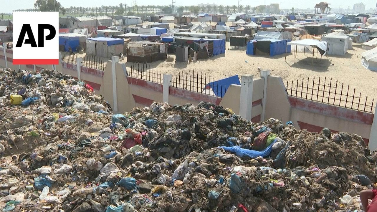 Displaced Palestinians in Muwasi camp face health risks as garbage ...