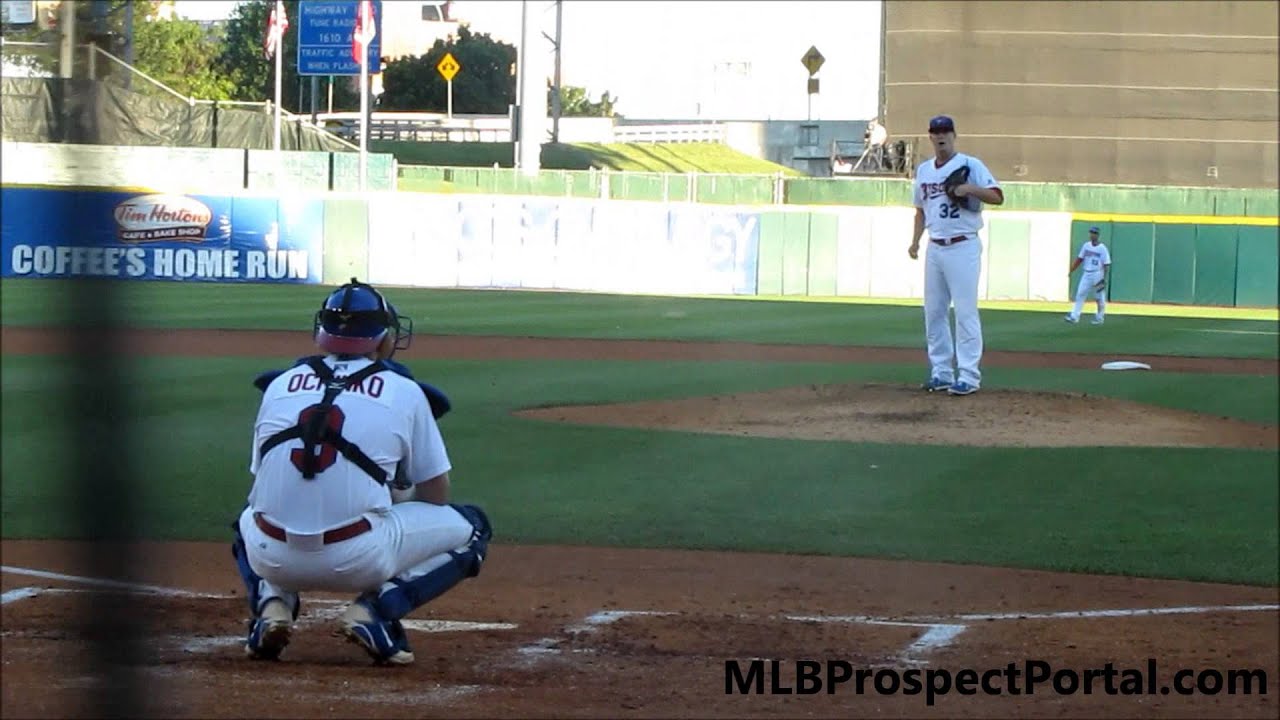 Blue Jays RHP Thad Weber warming up with C Sean Ochinko Triple A ...