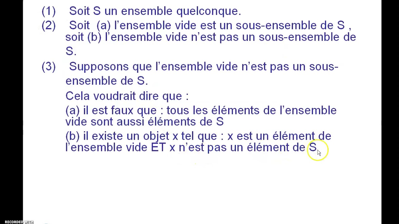 Pourquoi l ensemble vide est il un sous ensemble de tout ensemble - YouTube