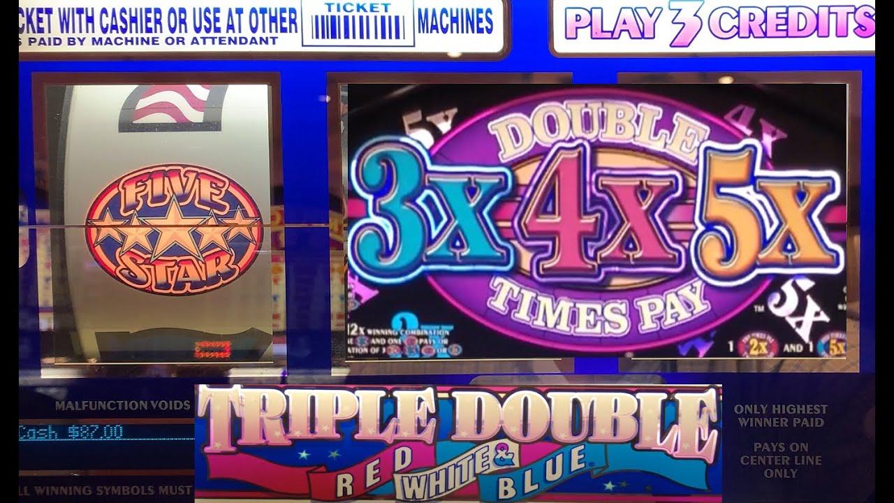 OLD SCHOOL CASINO SLOTS: TRIPLE DOUBLE RED WHITE & BLUE + DOUBLE 3X 4X ...
