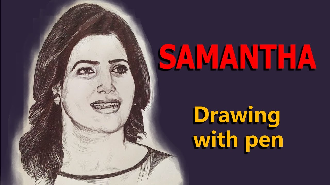 HOW TO DRAW SAMANTHA PORTRAIT WITH PEN | DRAWING - YouTube
