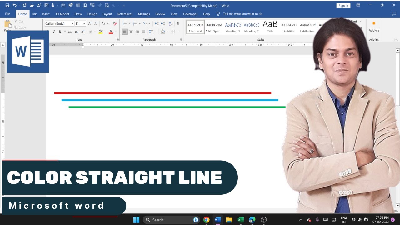 How to color straight line in Microsoft Word? #wordtutorials - YouTube