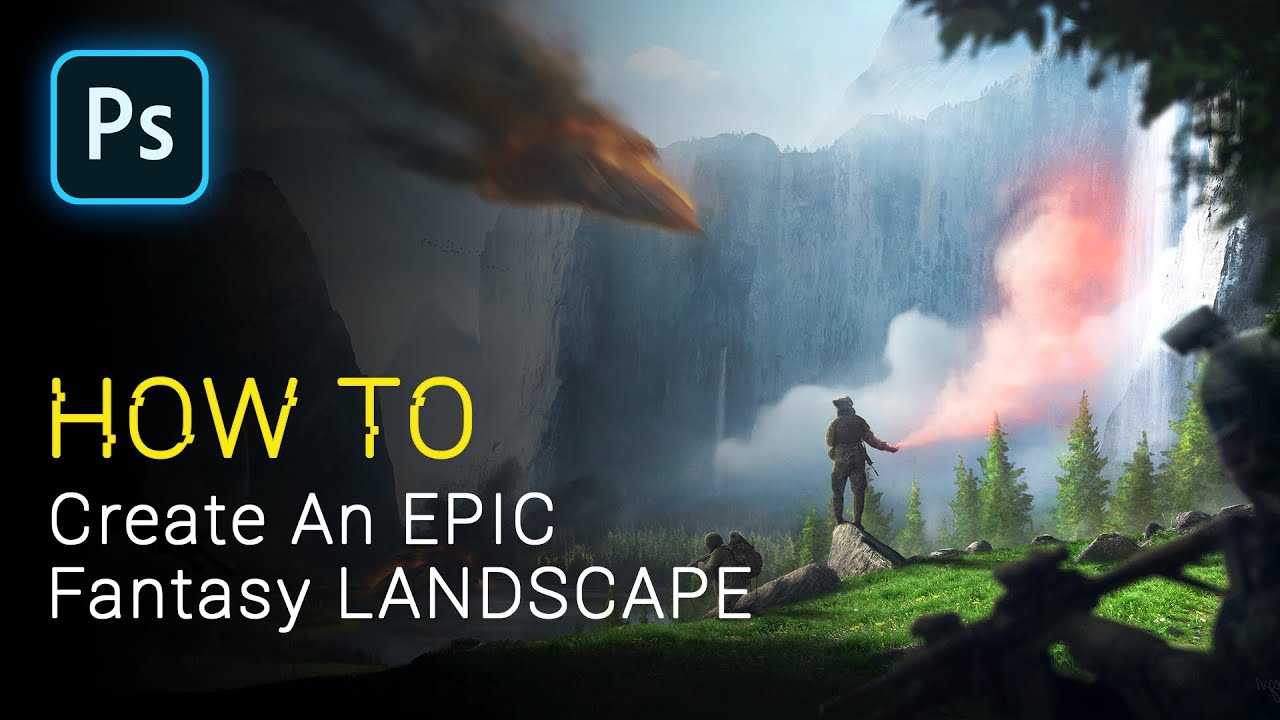 How to create an EPIC FANTASY LANDSCAPE in Photoshop! - YouTube