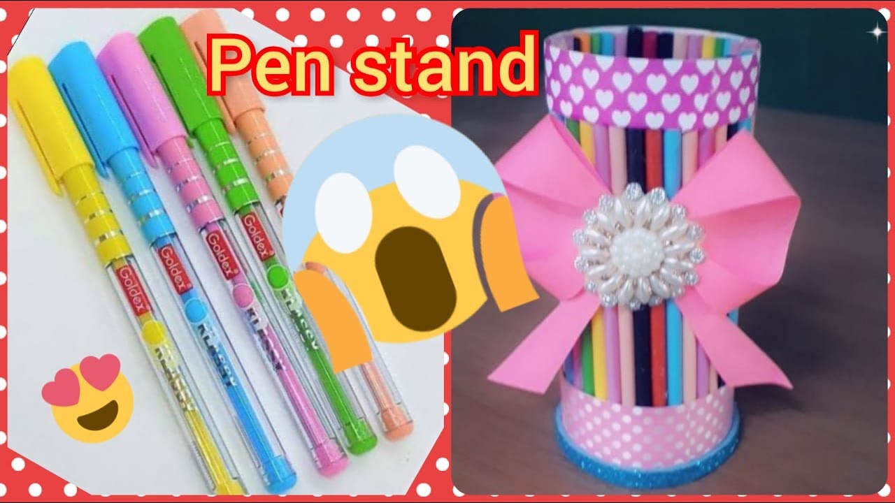 💗💗Beautiful pen stand # waste out of best # empty pens craft idea 😍😍 ...