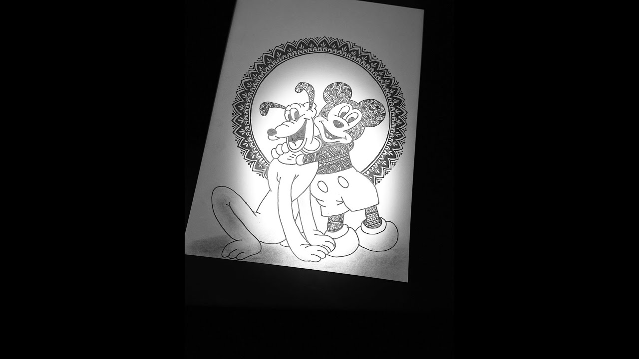 Mickey-mouse & Pluto's Doodle with Mandala || Doodling with Nandini ...