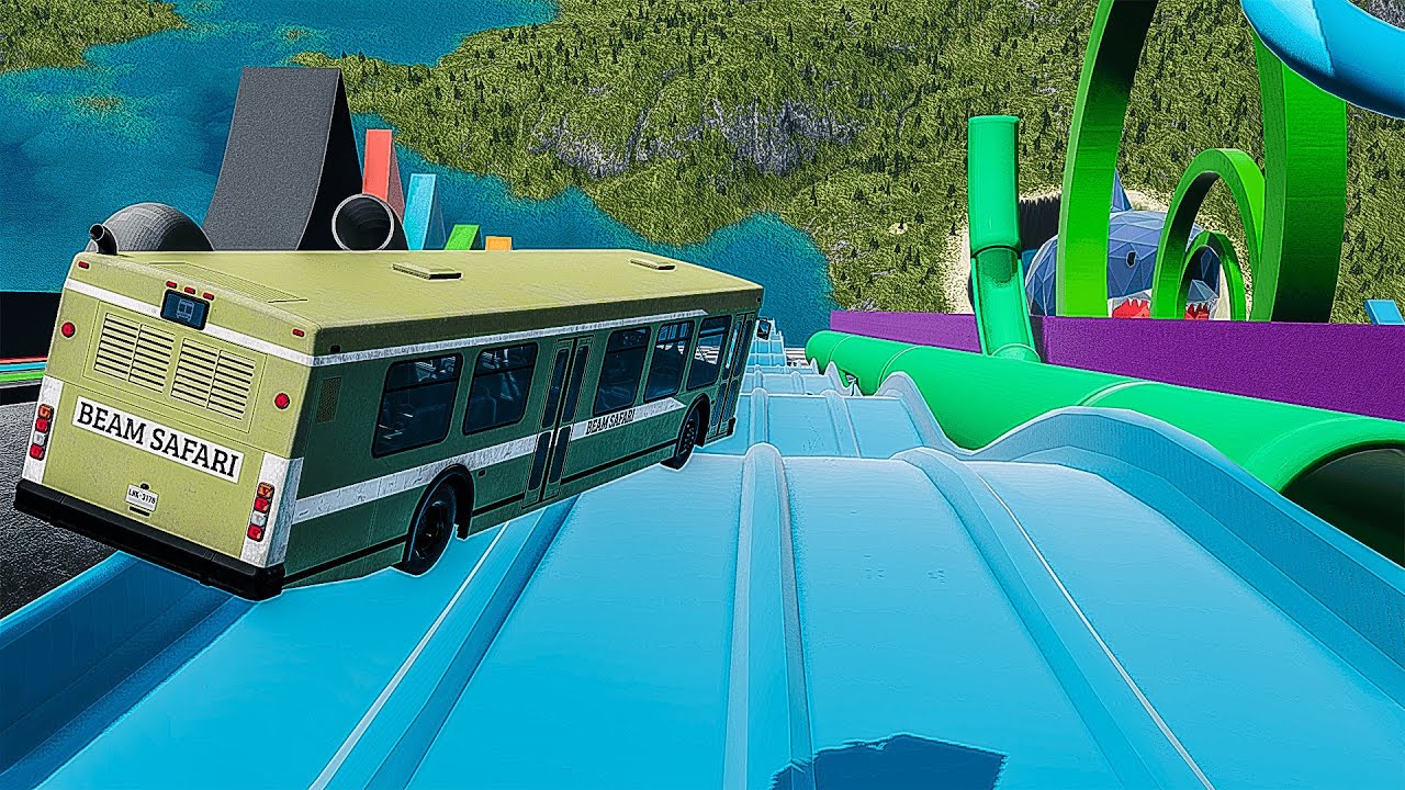 Cars Vs Pool Slides Crashes In BeamNG Drive - YouTube