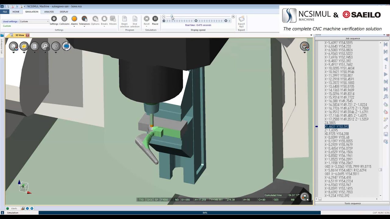 Cimatron NCSIMUL artifical bone video 4 (CAM+Simulation+Machining) - YouTube