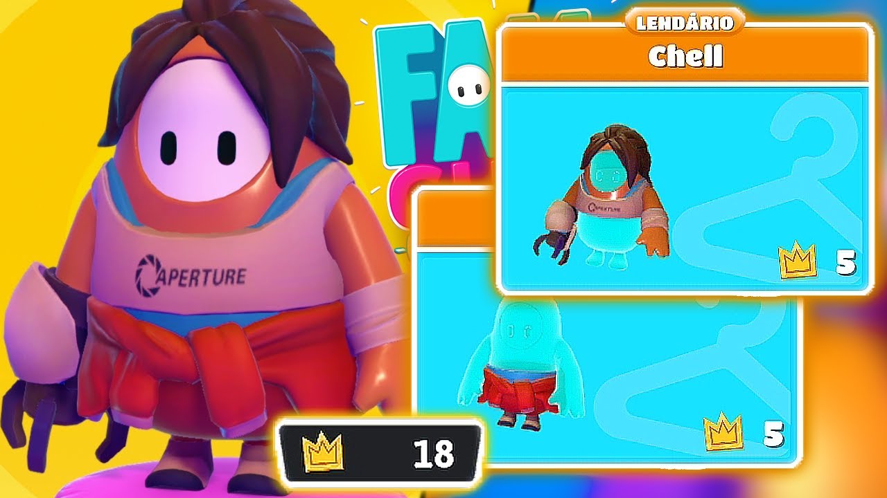CHELL (Portal) SKIN LENDÁRIA de 10 COROAS - Fall Guys - YouTube