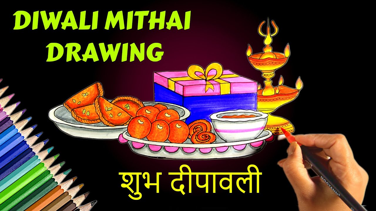 Diwali Festival Drawing - Amazing Diwali Mithai (Sweets) Drawing video ...