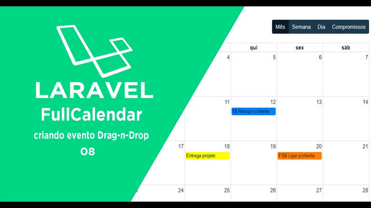 FullCalendar/Laravel-6 criando eventos drag and drop - YouTube FullCalendar/Laravel-6 criando eventos drag and drop - YouTube