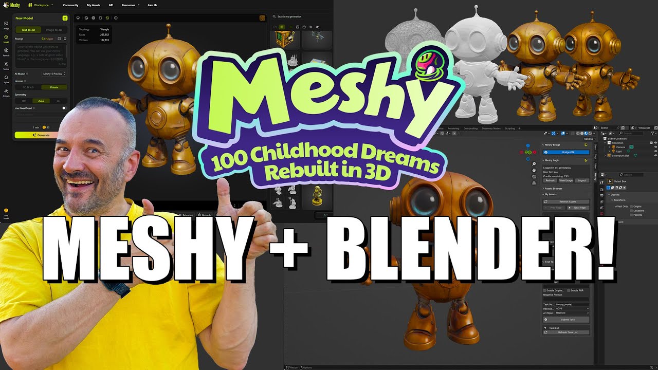 AI 3D in Minutes: Meshy Turns Text & Photos into Rigged Models - YouTube
