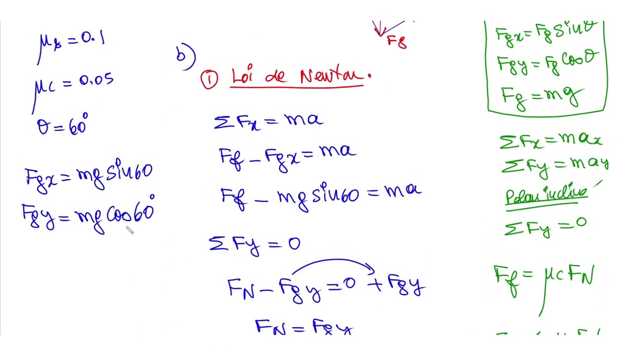 Exercice sur frottement statique et cinetique partie 2 - YouTube