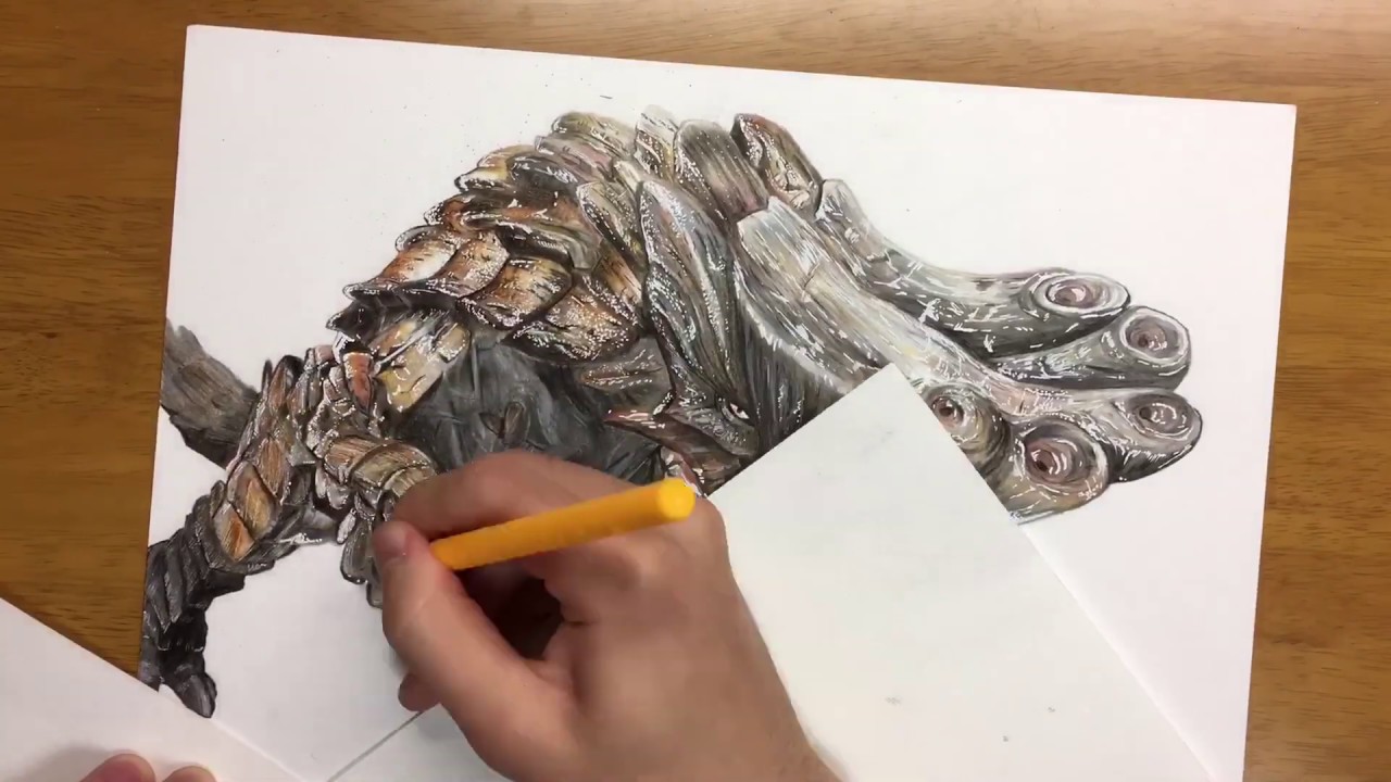【MH】色鉛筆でボルボロス描いてみた:Drawing Barroth - YouTube