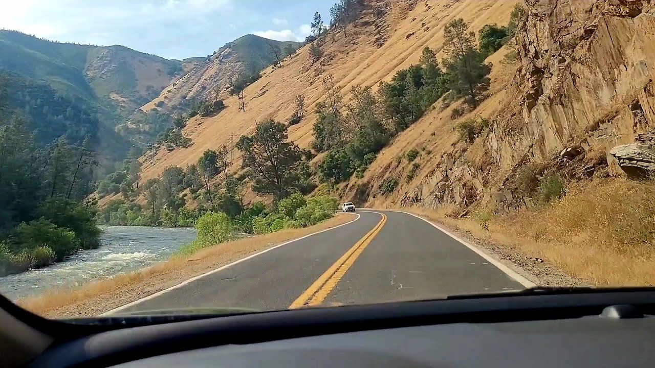 Scenic drive along the wild and scenic Merced River on Highway 140 to ...