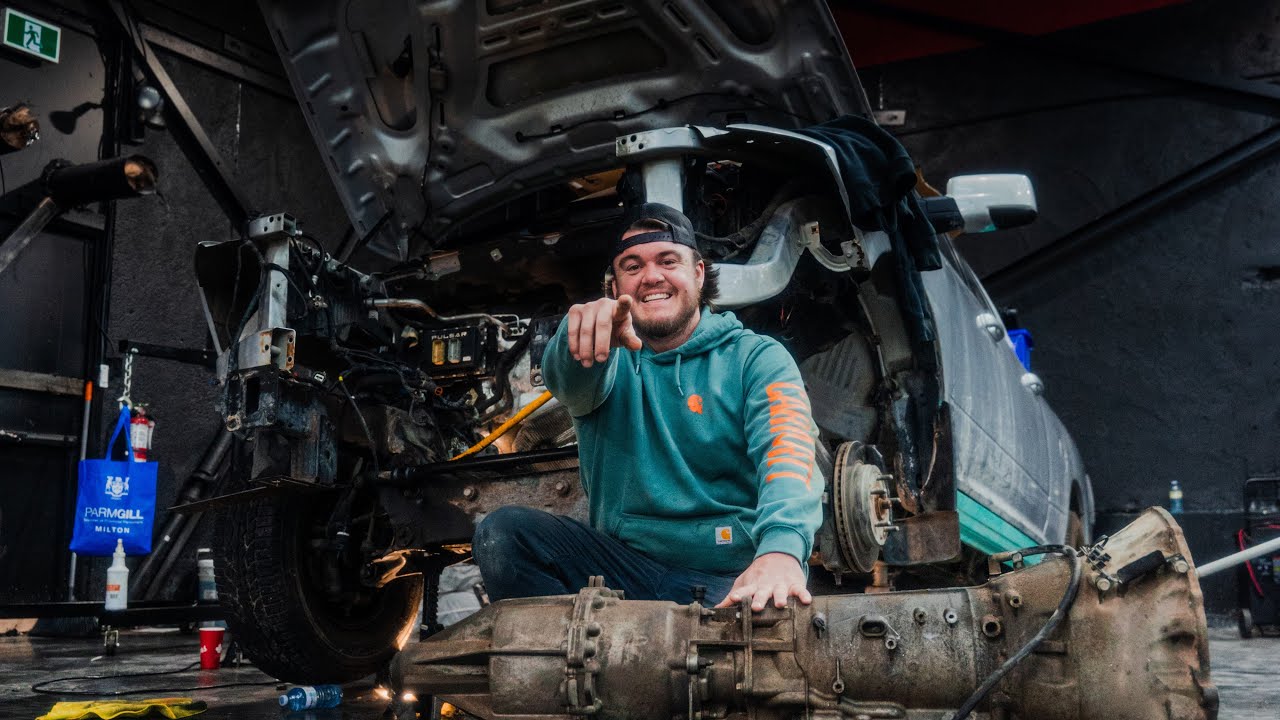 BTS engine / transmission swap - YouTube