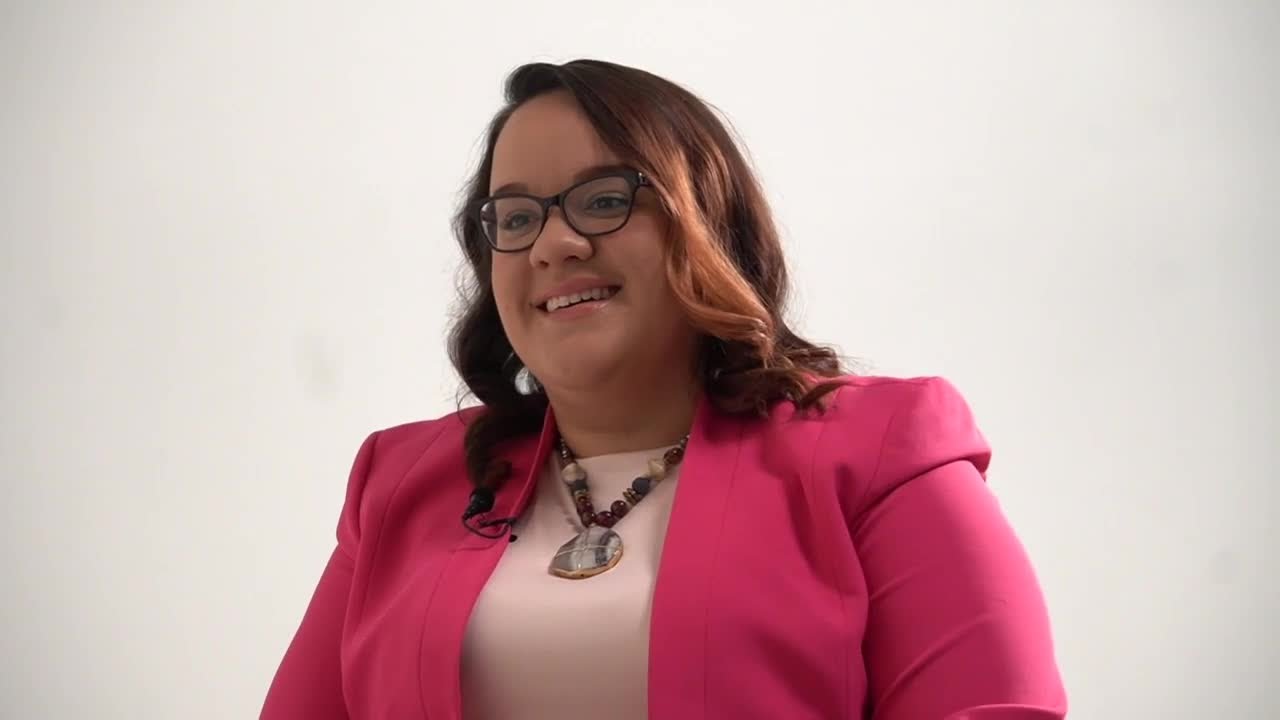 Palm Beach County School Board candidate Angelique Contreras speaks to ...