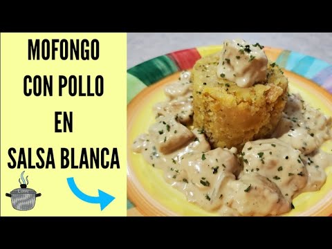Como hacer mofongo con pollo en salsa blanca - YouTube