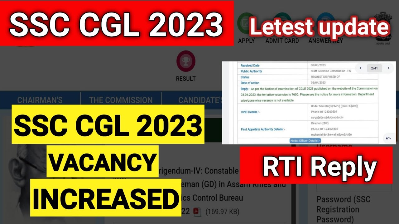 SSC CGL 2023 vacancy increased 🔥 | RTI Reply | SSC CGL 2023 vacancy ...