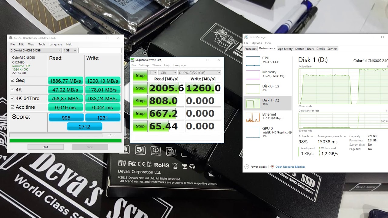 คลิป - ผลทดสอบ ความเร็ว Colorful SSD รุ่น CN600s - NVMe - 240 GB เฉพาะที่จำหน่ายโดย Deva's SSD ...