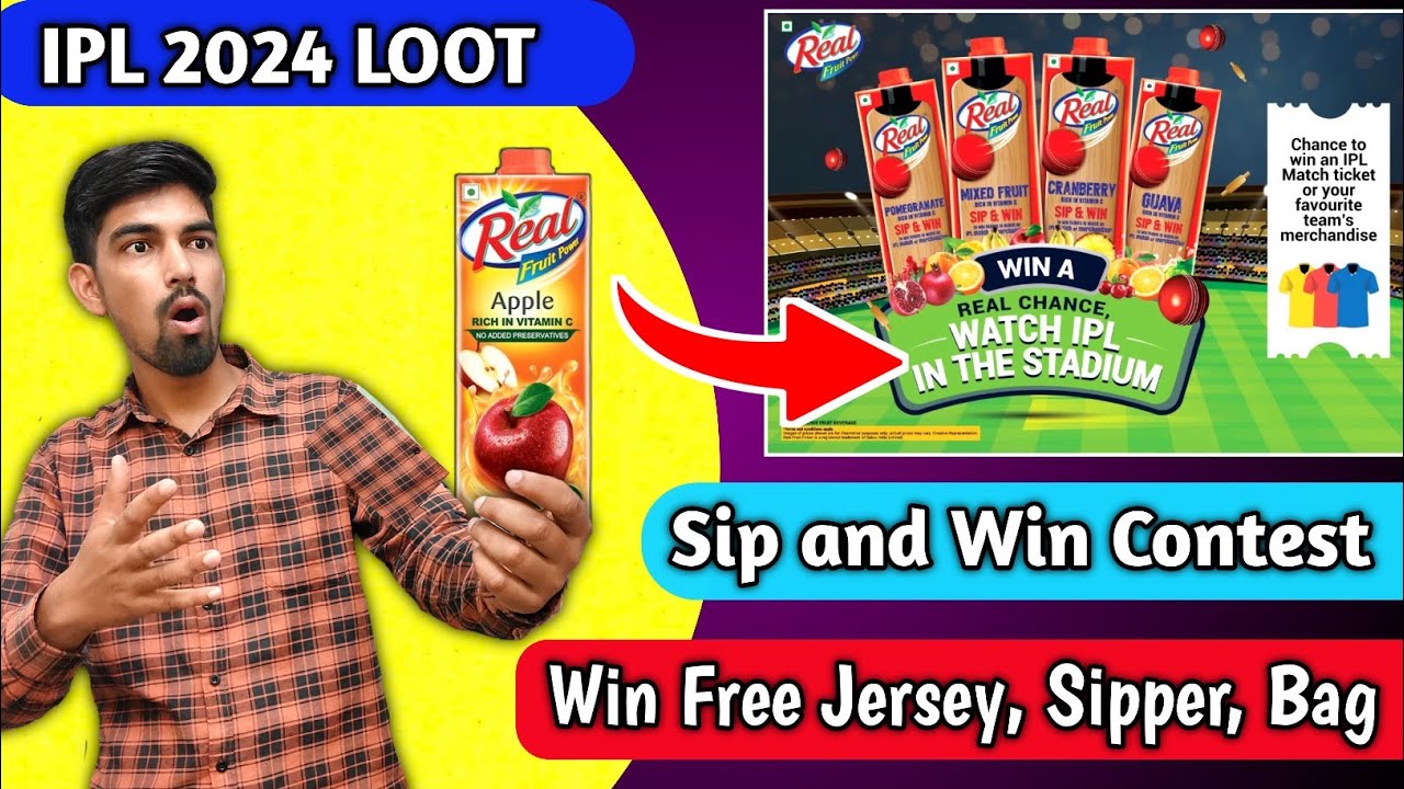 Real Fruit Sip and Win Offer | Win Jersey,Cap, Keychain | Free ipl ...