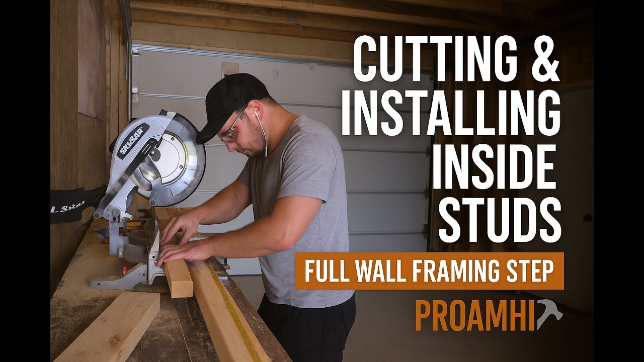 Cutting & Installing Inside Studs | Full Wall Framing Step - YouTube