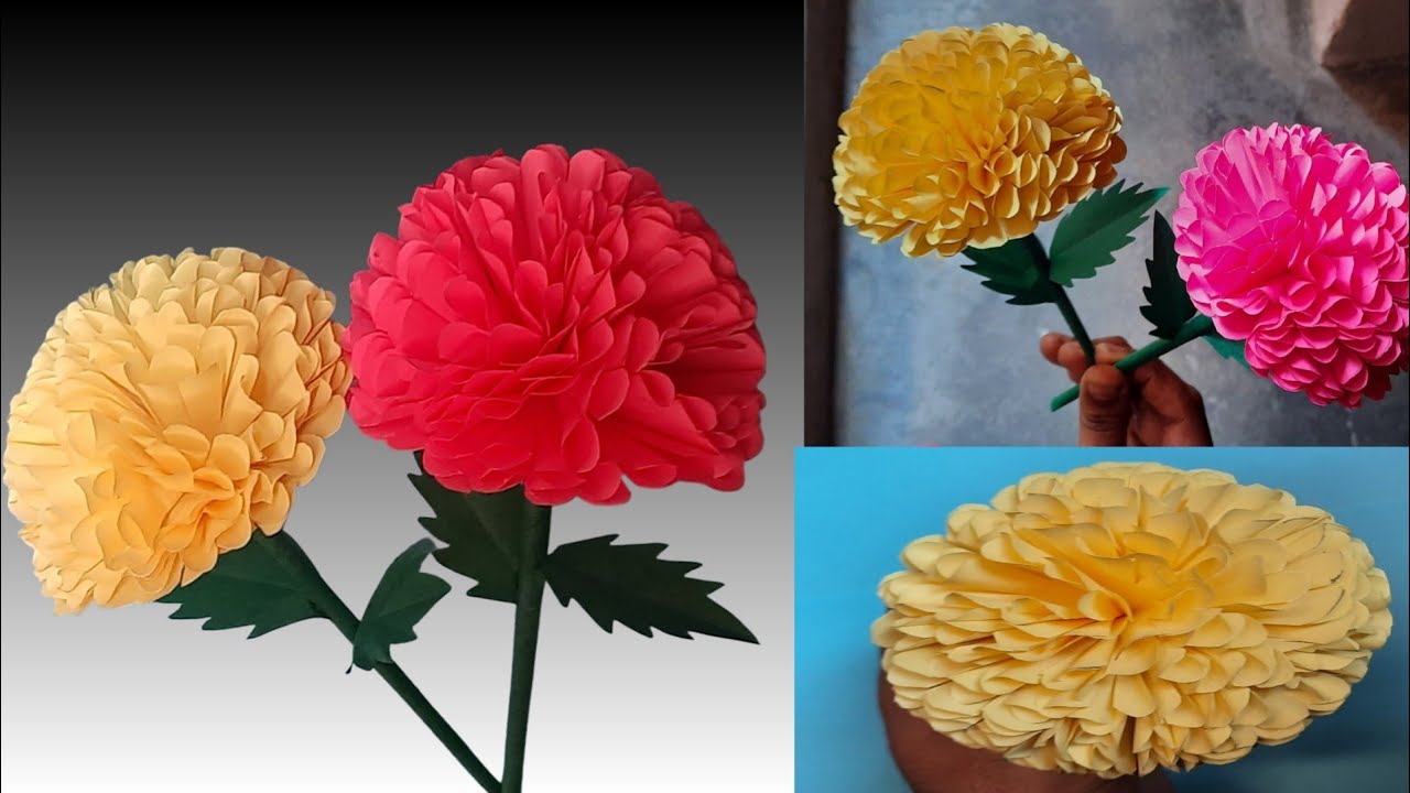 How To Make Marigold Paper Flowers | Easy Marigold Paper Flower ...