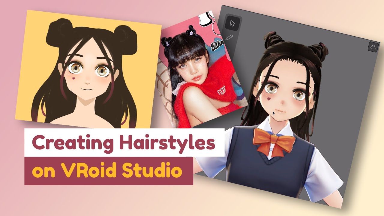 Vroid Studio ! Creating Mid Length Hairstyle with Buns for my Character ...