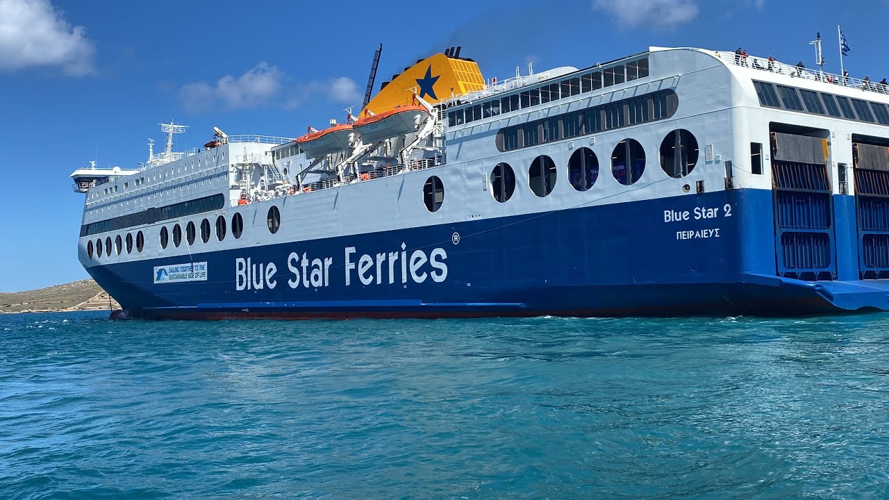Blue star 2 αναχωριση από το λιμάνι της παρου - YouTube