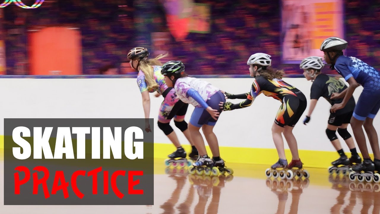 Skaters Of All Ages Roller Skating Fast at Skating Rink Practice ...