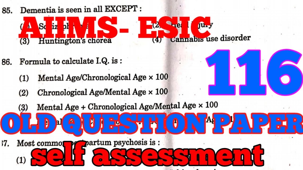 OLD QUESTION PAPER//SELF ASSESSMENT//PART 116//ESIC//AIIMS//RRB//MRB ...