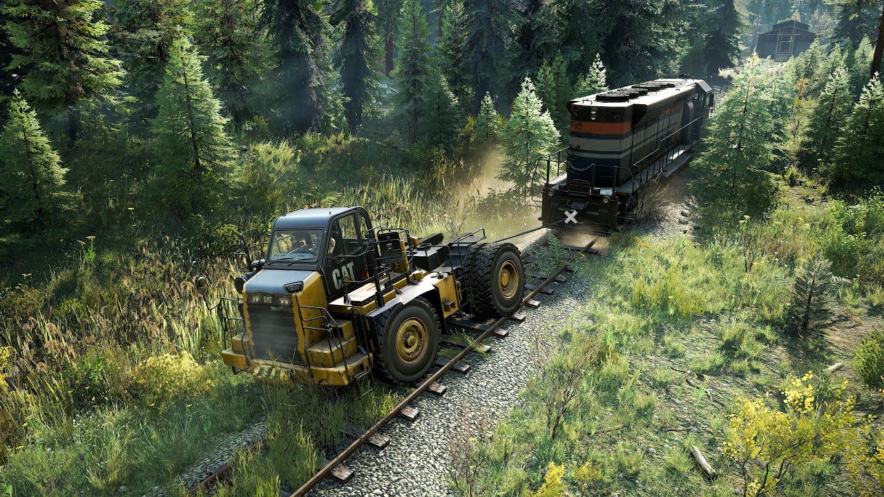 SnowRunner - Transport a locomotive to the station Caterpillar 770G ...