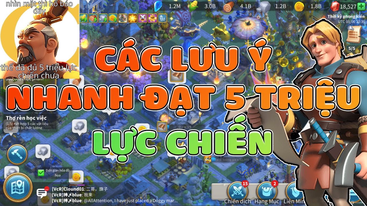 Các mẹo và lưu ý để tăng Sức mạnh nhanh đạt 5 triệu lực chiến như Quảng ...