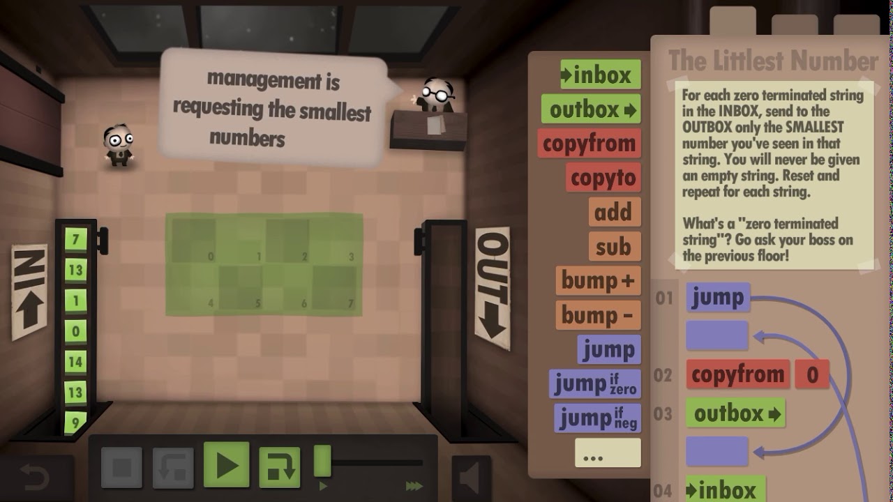 Human Resource Machine | Year 23: The Littlest Number - YouTube