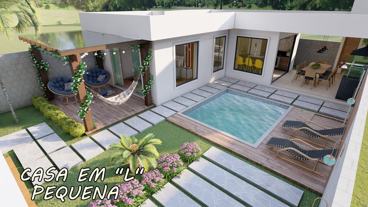 35c | Casa em L com piscina | PEQUENA E ACONCHEGANTE | - YouTube