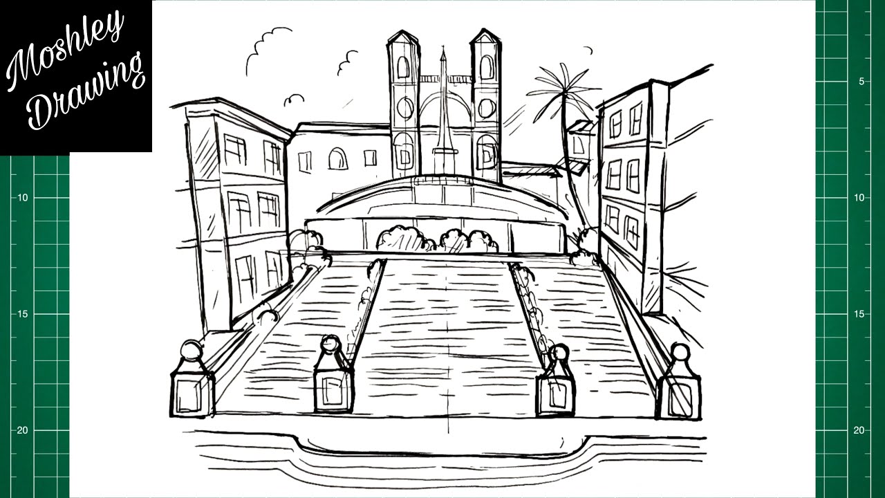 How to Draw The Spanish Steps - YouTube