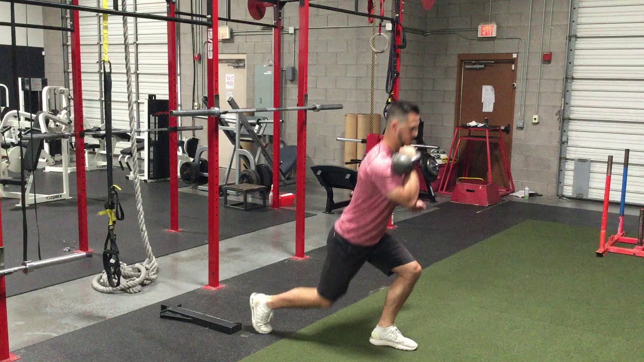 KB Front Rack Contra Reverse Lunge - YouTube